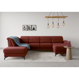 Sit & More sit&more Wohnlandschaft &raquo;Sinatra U-Form&laquo; optional mit Kopfteilverstellung und Armteilfunktion, Metallf&uuml;&szlig;e rot 100% Polyester B/H/T: 326cm x 85cm x 