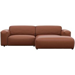 FLEXLUX Ecksofa &raquo;Lucera Chaislongue rechts oder links, L-Form, bequem&laquo; modern & anschmiegsam, Kaltschaum, Stahl-Wellenunterfederung braun 100% 
