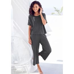 Vivance Dreams By Lascana Damen Vivance Dreams by Lascana Pyjama Set, 2 tlg. in weicher Ripp-Qualit&auml;t grau 32/34