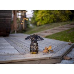 Parforce Traditional Hunting Dekolicht &raquo;Au&szlig;endekoration Otto&laquo; LED-Board 1 Stk. Warmwei&szlig; Pilzform, schwarzes Geflecht in Rattanoptik, LEDs warmwei&szlig;, Timer 50, &Oslash; 27cm H: 26cm, 1 Stk