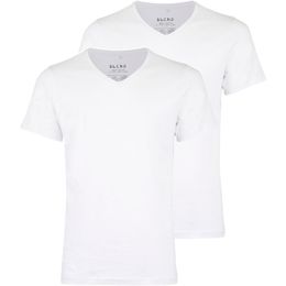 Blend Herren T-Shirt Packung, 2er-Pack, 2 Stk. klassischer Basic-Look, aus Baumwollmischung, schmale Passform wei&szlig; XL