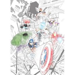 Komar Vliestapete &raquo;Digitaldruck Vlies - Avengers Attack - Gr&ouml;&szlig;e 200 x 280 cm&laquo; bedruckt glatt Kinderzimmer bunt Vlies B/L: 200m x 280m, Rollen: 1