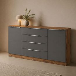 borchardt M&ouml;bel borchardt M&ouml;bel Kommode &raquo;Oliva, Kommode mit Metallgriffen&laquo; mit 4 Schubk&auml;sten grau Holzwerkstoff B/H/T: 166cm x 78cm x 35cm