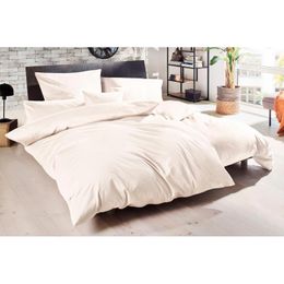 Primera Bettw&auml;sche &raquo;Uni Luxus-Satin in Gr. 135x200, 155x220 oder 200x200 cm&laquo; 3 Stk. Bettw&auml;sche aus Baumwolle, unifarbene Bettw&auml;sche mit Rei&szlig;verschluss beige 