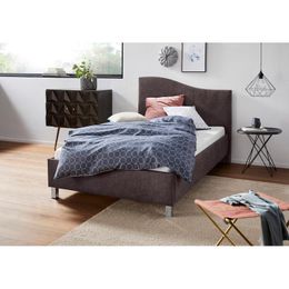 Westfalia Schlafkomfort Polsterbett grau Bezug Bett: Velours mit grober Lederoptik (100% Polyester);Bonnellfederkernmatratze: 51% Polypropylen, 39% Polyester, 10% Baumwolle;
