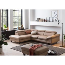 Home Affaire Ecksofa &raquo;Pilot L-Form&laquo; mit Kopfteilverstellung, wahlweise mit Schlaffunktion & Bettkasten braun 100% Polyester; Feinstruktur 75000 