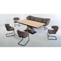 K+w Komfort & Wohnen K+W Komfort & Wohnen Essgruppe &raquo;Mikkado Tube&laquo; 6 Stk. tlg. 4 Freischwinger und einem Funktionesstisch braun B/H/T: 242cm x 88cm x 71cm, Leder CLOUD, 