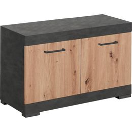FMD Garderobenschrank braun Holzwerkstoff Matera / Artisan Eiche, B/H/T: 80cm x 50cm x 34,9cm, T&uuml;ren: 2 Stk.