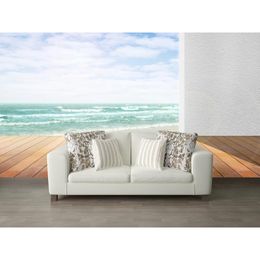 queence Fototapete &raquo;3D Optik am Meer&laquo; Meer Motiv bedruckt realistisch glatt Wandpaneele, selbstklebend, Tapete, Sticker, Wanddeko, XXL-Fotomotiv bunt 