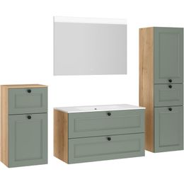 Nobilia Badm&ouml;bel-Set &raquo;Cascada&laquo; Set, mit Waschbecken, inkl. beleuchtetem Spiegel mit Touch-Sensor, 4 Stk. tlg. B/H/T: 210cmcm x 169cmcm x 48,7cmcm