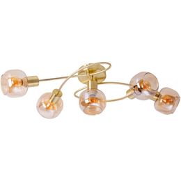 N&auml;ve n&auml;ve Deckenstrahler &raquo;Libby&laquo; E14 1 Stk. 5flg. flexibel verstellbare Glasschirme in amber get&ouml;nt excl. 5xE14 grau 5, &Oslash; 10cm H: 18,5cm, 1 Stk.