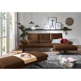W.Schillig Ecksofa &raquo;broadway, Designsofa mit tollem Sitzkomfort&laquo; Sitztiefenverstellung, Kopfteil- & Seitenteilverstellung, Breite 291cm braun Stoff 