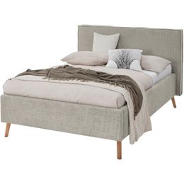Meise M&ouml;bel meise.m&ouml;bel Polsterbett &raquo;Riva&laquo; mit eichefarbigen Holzf&uuml;&szlig;en, wahlweise mit Bettkasten und Lattenrost beige Liegefl&auml;che L&auml;nge B: 200cm x 140cm, 