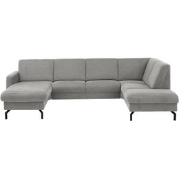 Die PlanBar Wohnlandschaft &raquo;PP-PF25099, U-Form, Breite 307cm&laquo; Wahlweise mit Kopfst&uuml;tzen, Stauraum und motorischer Vorziehbank grau 94% Polyester, 6% 
