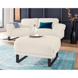 W.Schillig Hocker &raquo;montanaa&laquo; mit Metallkufen in Schwarz pulverbeschichtet, Breite 71 cm wei&szlig; B/H/T: 71cm x 42cm x 71cm, Longlife Xtra-Leder Z59