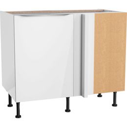 KOCHSTATION Eckunterschrank &raquo;KS-Aken&laquo; wei&szlig; wei&szlig;, B/H/T: 100cm x 87cm x 58,4cm