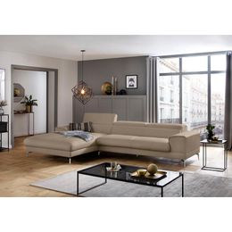 W.Schillig Ecksofa &raquo;piedroo, Designsofa mit tollem Sitzkomfort, elegant und bequem, L-Form&laquo; Kopfteilverstellung, wahlweise mit Sitztiefenverstellung, 