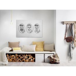 A.S. Cr&eacute;ation Leinwandbild &raquo;iconic 3&laquo; Kunst Modern 1 Stk. tlg. Schwarz-Wei&szlig; Zeichnung Rockabilly Keilrahmen Leinwand-Bild Wohnzimmer schwarz-wei&szlig; Holz, Stahl B/H/T: