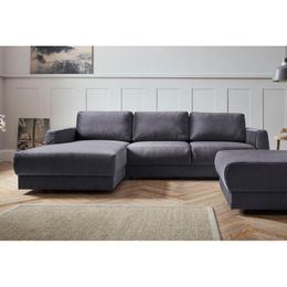 OTTO home Ecksofa &raquo;Hobro L-Form&laquo; in 3 Bezugsqualit&auml;ten in vielen Farben grau Luxus-Microfaser Lederoptik (100% Polyester);Struktur grob (100% 