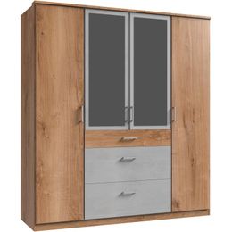 wimex Kleiderschrank &raquo;Click&laquo; mit Spiegel grau B/H/T: 180cm x 199cm x 58cm, T&uuml;ren: 4 Stk.