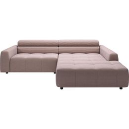 3C Candy Ecksofa &raquo;Denver auch mit Cord- und Easy care-Bezug, Kopfteilverstellung L-Form&laquo; wahlweise. mit motorischer Sitztiefenverstellung rosa 88% 