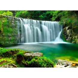 papermoon Fototapete &raquo;Emerald Lake Waterfalls&laquo; glatt bunt Vlies B/L: 3,5m x 2,6m, Bahnen: 7 Stk.