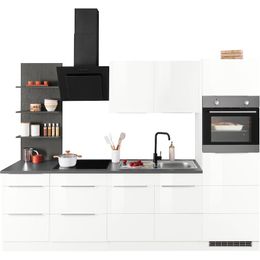 KOCHSTATION K&uuml;chenzeile &raquo;KS-Brindisi Breite 270 cm&laquo; wahlweise mit E-Ger&auml;ten und Induktion, mit MDF-Fronten und Regal wei&szlig; B/H/T: 270cm x 200cm x 60cm,