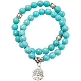 Firetti Damen Armband Set &raquo;Schmuck Geschenk Armschmuck Armkette Edelstein Lebensbaum, Onesize&laquo; Made in Germany - mit T&uuml;rkis (behandelt) bunt 20cm, 