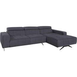 DOMO collection Ecksofa &raquo;Trento L-Form, mit Kufenfu&szlig; oder Einzelfu&szlig;&laquo; whlw. verstellbare Kopfteile, passend f&uuml;r g&auml;ngige Saugroboter grau 92% Polyester,