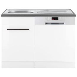 KOCHSTATION Sp&uuml;lenschrank &raquo;KS-Tulsa&laquo; 110 cm breit, inkl. T&uuml;r/Sockel f&uuml;r Einbaugeschirrsp&uuml;ler, Metallgriff wei&szlig; wei&szlig;, B/H/T: 110cm x 85cm x 60cm, T&uuml;ren