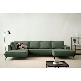 OTTO home Wohnlandschaft &raquo;TVINNU Cord, 354 cm&laquo; Recamiere rechts/links, schwarze Metallf&uuml;&szlig;e, bequeme Sitz-/Liegefl&auml;che B/H/T: 354cm x 83cm x 193cm, 
