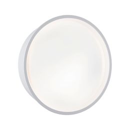 Paulmann LED Au&szlig;en-Wandleuchte &raquo;Platomo IP44 rund 180mm 3000K 14,5W 1200lm 230V Kunststoff&laquo; 1 Stk. Warmwei&szlig; seewasserresistent wei&szlig; 1, &Oslash; 18cm H: 6,3cm, 1 Stk.