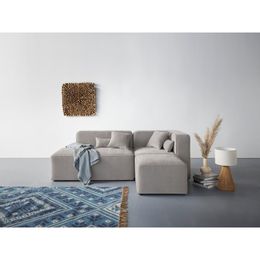Home Affaire Ecksofa &raquo;Sundstrup L-Form&laquo; Modulserie, individuelle Zusammenstellung grau 100% Polyester B/H/T: 233cm x 76,5cm x 93cm, Samtoptik, 