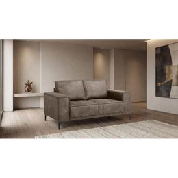 OTTO home 2-Sitzer &raquo;OLAND Luxus-Microfaser, Sofa, B: 164 cm, Skandi-Design&laquo; 164 cm, Wellenunterfederung, Skandi-Design, Metallf&uuml;&szlig;e grau 100% Polyester