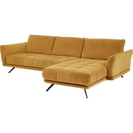 Die PlanBar Ecksofa &raquo;MP-IN20041 L-Form&laquo; optional Sitztiefenverstellung und Kopfst&uuml;tzen gelb 100% Polyester B/H/T: 285cm x 84cm x 178cm, Velours, 