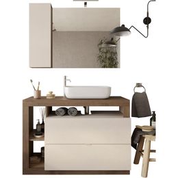 Welltime Badm&ouml;bel-Set &raquo;Hamburg, Badezimmerset 2tlg. Breite 110 cm, Badm&ouml;bel, Waschtisch inkl.&laquo; Spar-Set, 2 Stk. tlg. wei&szlig; Holzwerkstoff B/H/T: 110cmcm