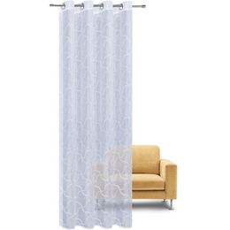 GERSTER Gardine &raquo;Talea&laquo; &Ouml;sen 1 Stk. tlg. &Ouml;senschal bestickt mit Wellengitter wei&szlig; Voile, Polyester 235cm, &Ouml;sen, 135cm
