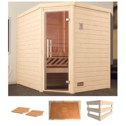 Weka Sauna &raquo;Turku Eck 1&laquo; ohne Ofen beige ohne Ofen, (ohne Ofen)