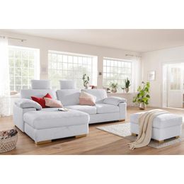 OTTO home Ecksofa &raquo;Ventura L-Form&laquo; wahlweise mit Schlaffunktion und Schlaffunktion/Bettkasten silber Luxus-Microfaser in Lederoptik (100% Polyester);