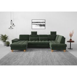 Sit & More sit&more Wohnlandschaft &raquo;Westham U-Form&laquo; wahlweise mit Schlaffunktion, Bettkasten, Sitztiefenverstellung gr&uuml;n 90% Polyester 10%Polyamid B/H/T: 338cm x