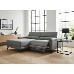 OTTO home Ecksofa &raquo;LEWII, L-Form, 213 cm - elektr. Relaxfunktion&laquo; mit USB A/C-Anschluss. Federkern, verstellbaren Kopfst&uuml;tzen, Webstoff Webstoff 100% 
