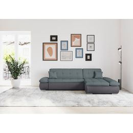 DOMO collection Ecksofa &raquo;MORIC 300x172 cm, XXL-Sofa mit viel Platz, L-Form, auch in Cord&laquo; wahlweise mit Bettfunktion und Armteilverstellung, grau-