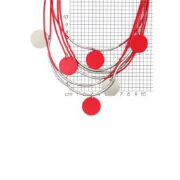 Firetti Damen Kette mit Anh&auml;nger &raquo;mehrreihig runde Pl&auml;ttchen Bicolor&laquo; rot Metall Polyester, L: 55
