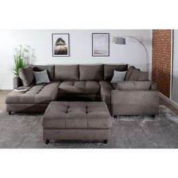 Collection AB Wohnlandschaft &raquo;Toni U-Form, B: 298 cm&laquo; Set: Sofa & Hocker, 2 Zierkissen, Federkern 95%Polyester;5%Nylon B/H/T: 298cm x 44cm x 203cm, 