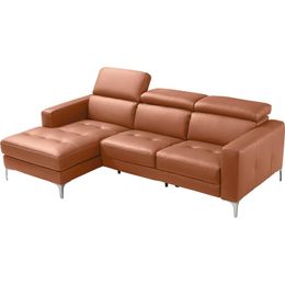 Egoitaliano Ecksofa &raquo;Matt, erstklassiger Sitzkomfort, aufwendige Detailverarbeitung, L-Form&laquo; mit verstellbaren Kopfteilen zum Relaxen rot Leder &raquo;BULL&laquo; (echtes 