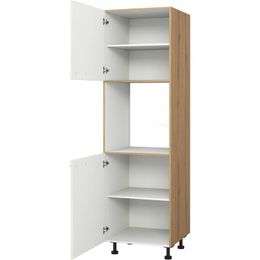 KOCHSTATION Backofenumbauschrank &raquo;KS-Trea SB-195-3&laquo; mit zwei T&uuml;ren und zwei Einlegeb&ouml;den, H&ouml;he 195 cm wei&szlig; eiche astig, B/H/T: 60cm x 195cm x 56cm, 