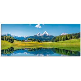Artland Glasbild &raquo;Landschaft in den Alpen&laquo; Berge 1 Stk. tlg. in verschiedenen Gr&ouml;&szlig;en blau B/H/T: 125cm x 50cm, Glasbild Berge, 1 Stk.