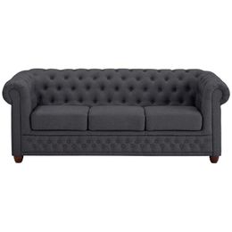 Home Affaire Chesterfield-Sofa &raquo;New Castle&laquo; mit hochwertiger Knopfheftung in Chesterfield-Design, B/T/H: 203/86/72 schwarz B/H/T: 203cm x 72cm x 86cm,