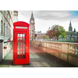 Livingwalls living walls Fototapete &raquo;Designwalls Phone Booth&laquo; glatt Vlies, Wand, Schr&auml;ge, Decke bunt Vlies B/L: 3,5m x 2,55m