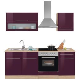 KOCHSTATION K&uuml;chenzeile &raquo;KS-Eton&laquo; ohne E-Ger&auml;te, Breite 210 cm lila B/H/T: 210cm x 60cm